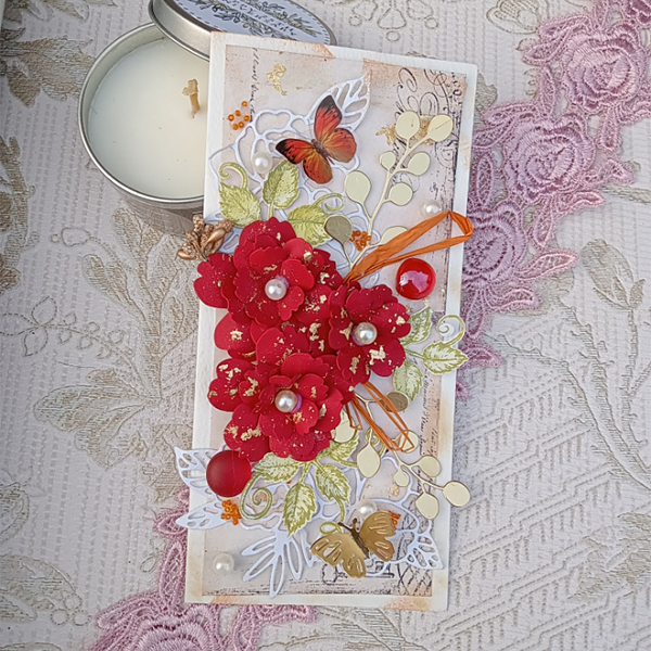 Buy Handmade Red Flower Card Online In Pakistan - PakistanCreates